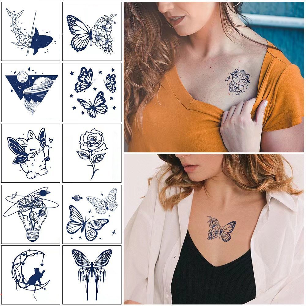 Magic Tattoo Sticker Waterproof Lasting 2 Weeks Butterfly Fake Tattoo ...