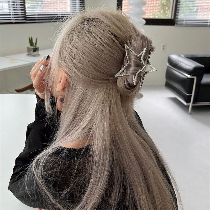 Korean Hyuna ins star hair clip small shark clip metal back head top ...