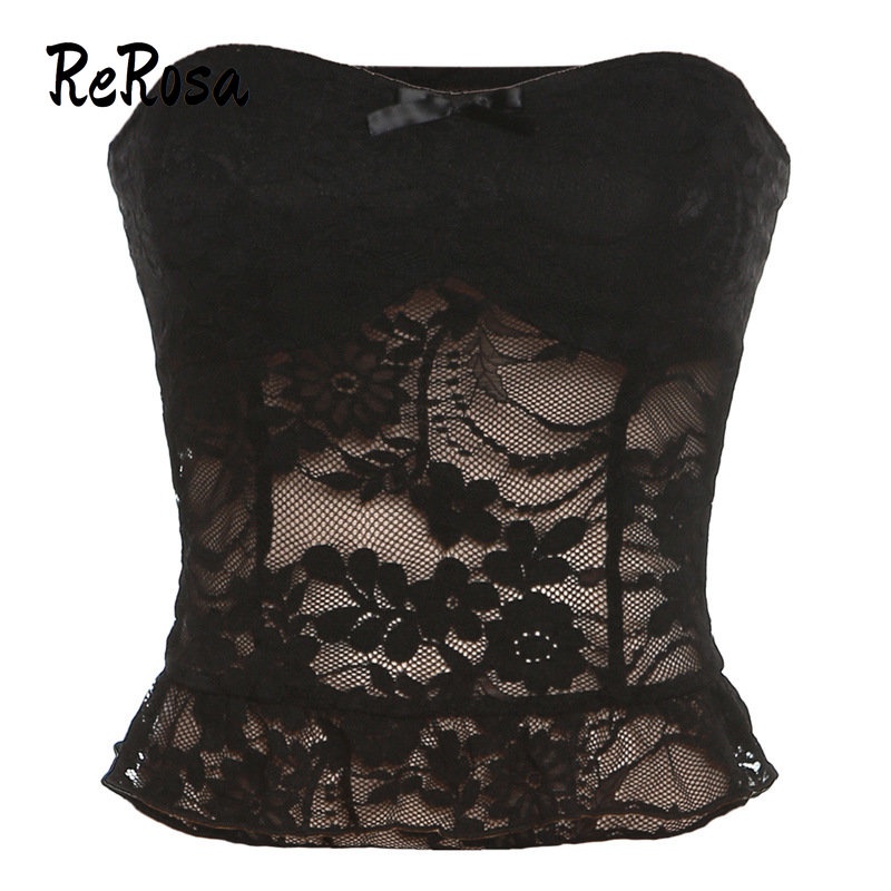 ReRosa Women's 2023 Off Shoulder Slim Midriff Lace Small Tube Top ...