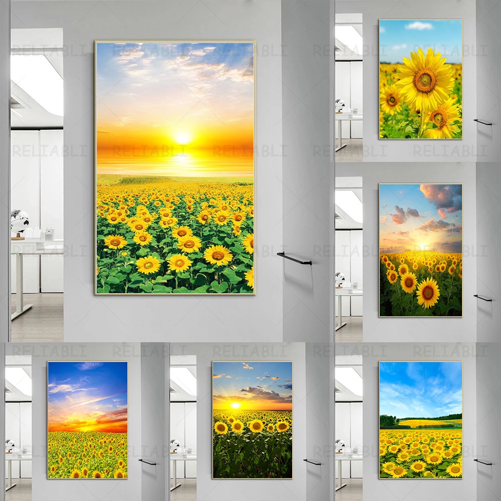 Modern Sunflower Landscape Oil Canvas Painting Nordic Posters and ...