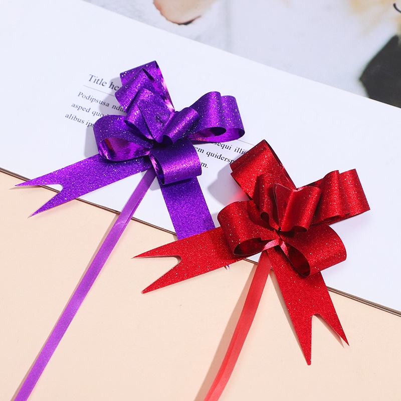 10pcs Glitter Pull Bows Gift Packing Knot Ribbons String Bows for Gift ...