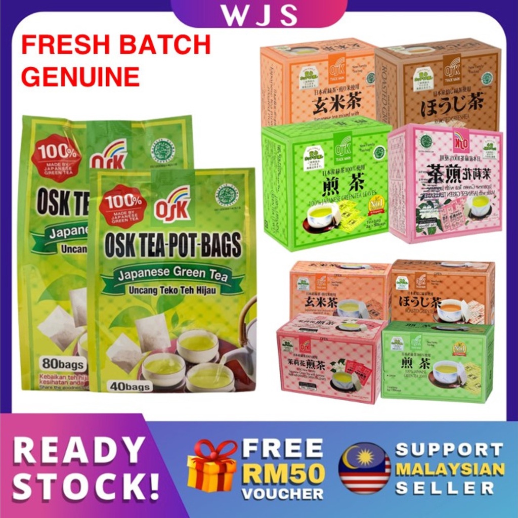 FREE RM50 VOUCHER MLQ OSK Japanese Green Tea Leaves New Family Roasted Green Tea OSK Tea Pot ...