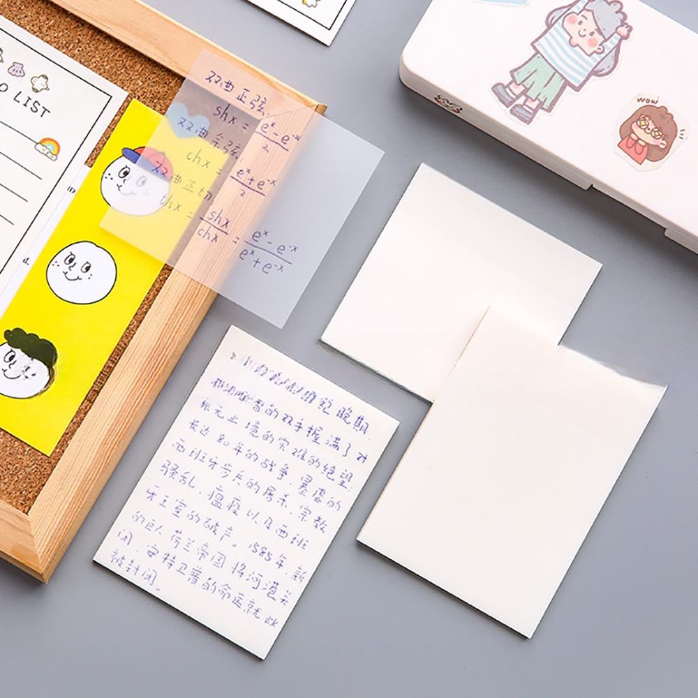 50Sheets PET Transparent Memo Sticky Notes Colorful Mark Waterproof ...