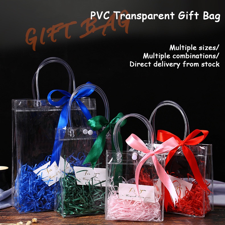 PVC Handle Bag With Handle Transparent Bag Gift Bag Clear Tote Bag ...
