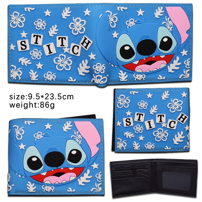 Cartoon Cute Stitch Silicone Wallet Blue Long Ears Short | Shopee ...