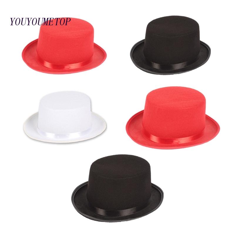 YOUYO Adult Kids Solid Color Top Hat Magician Hats for Magician Costume ...