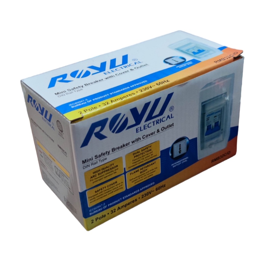 ROYU 32A Circuit Breaker 220V 6KIAC with PVC Enclosure with Universal ...