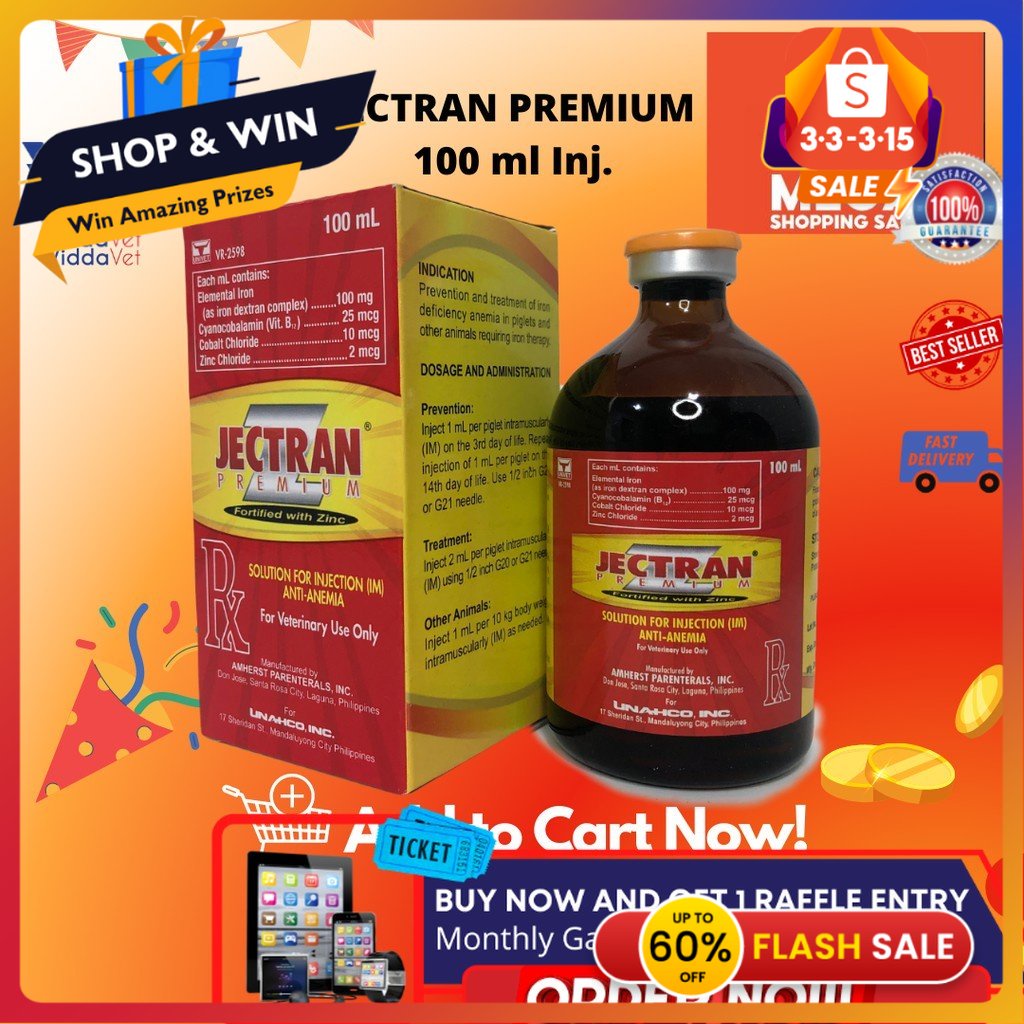 Univet Jectran Premium [100ml] - Fortified with Zinc / Viddavet 100ml ...