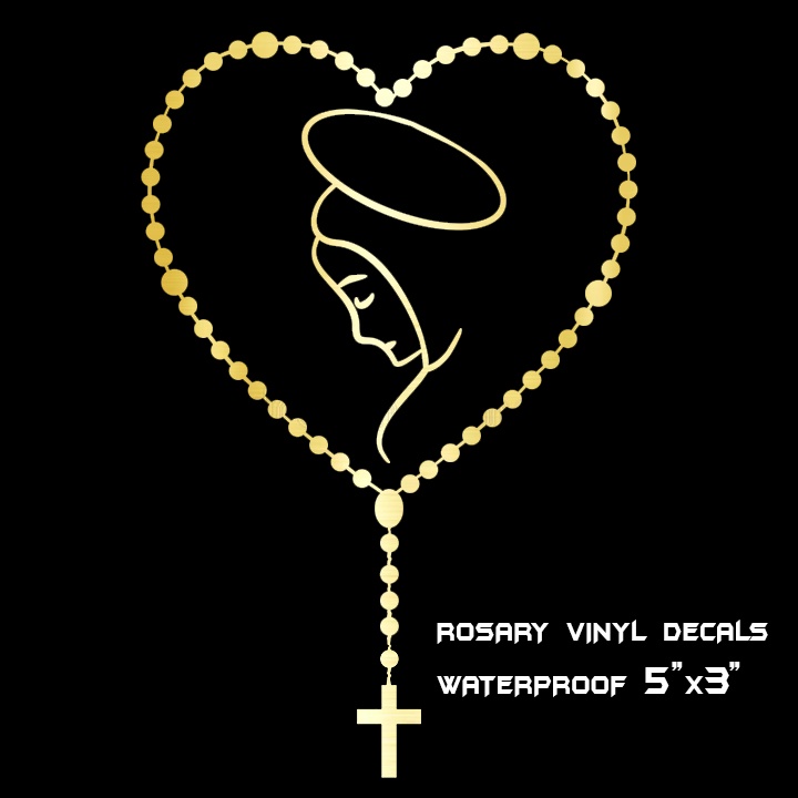 Virgin Mary Rosary Sticker Decal Bumper Sticker Car/Truck/Motorcycle ...