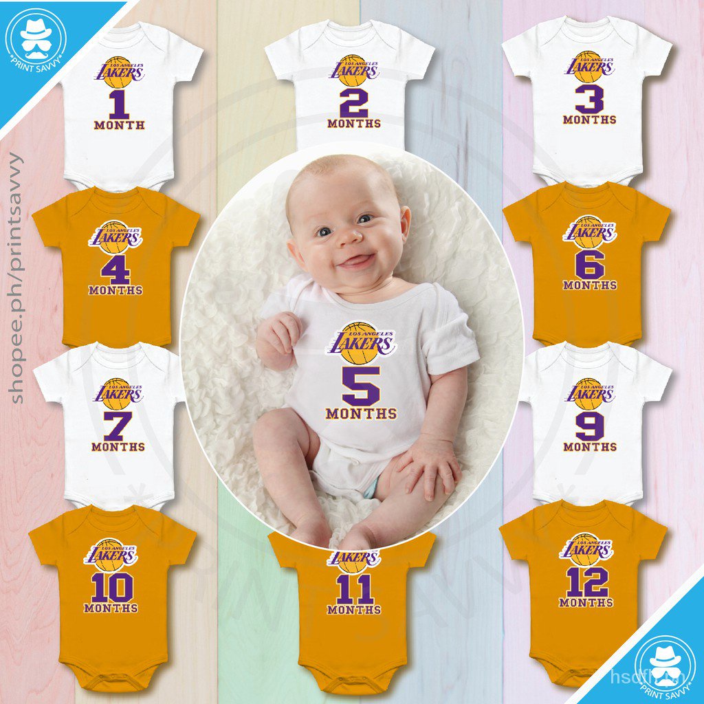 Basketball LA Lakers logo-monthly milestone baby onesies OVME | Shopee ...