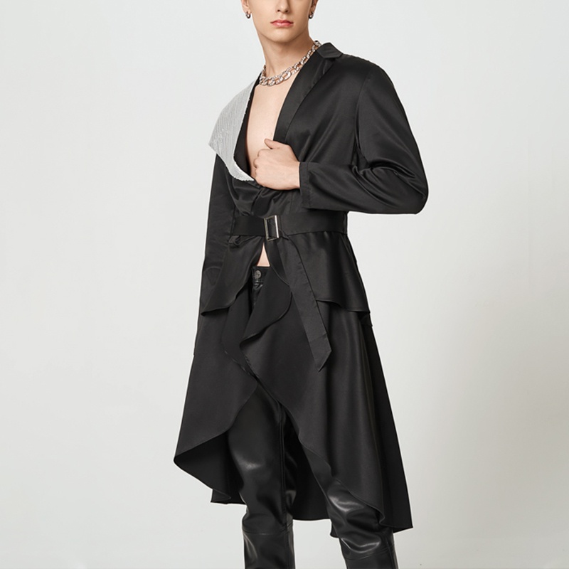 INCERUN Men's fashion flash splicing swallowtail long sleeve suit coat ...