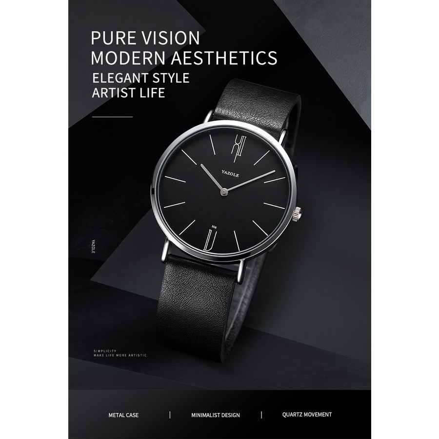 2023 New Watch for Men Fashion Classic Black Leather Relo for Men ...