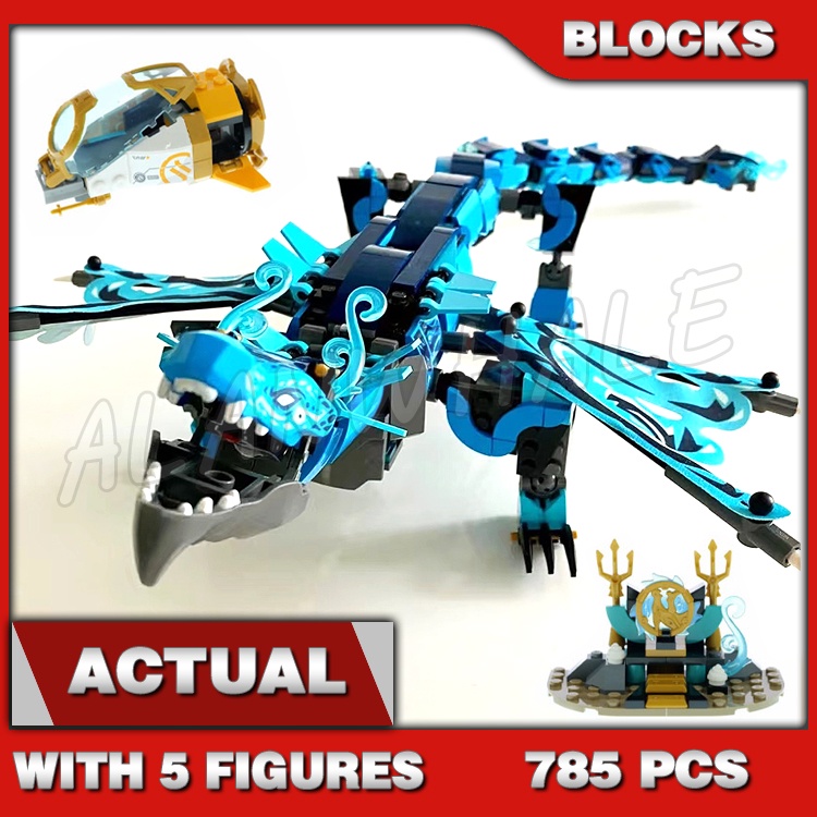 785pcs Ninjago Shinobi Sea Bound Blue Water Dragon Mini Submarine Wave ...