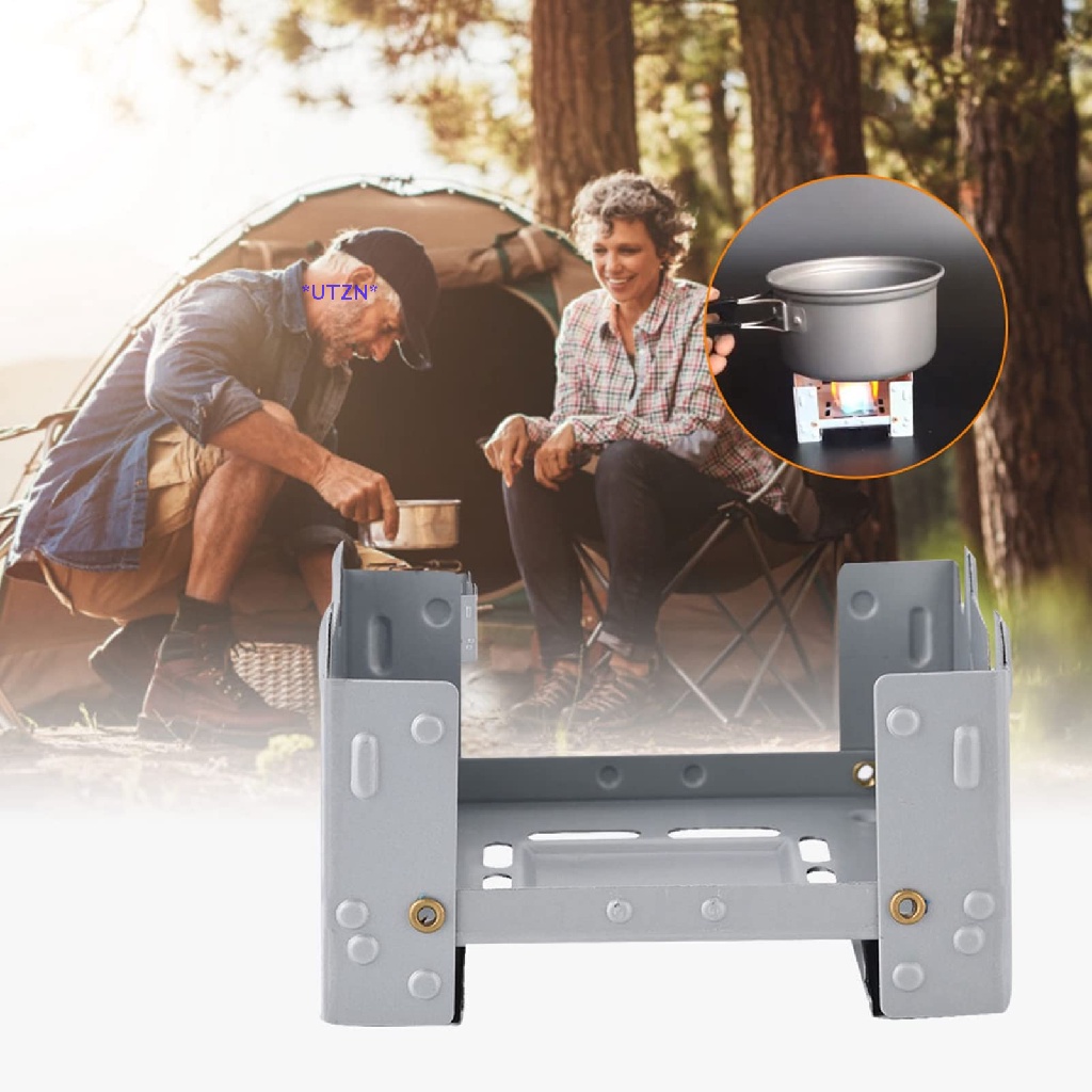 UTZN> Outdoor Stove Mini Foldable Solid Fuel Wax Stove Portable Camping ...