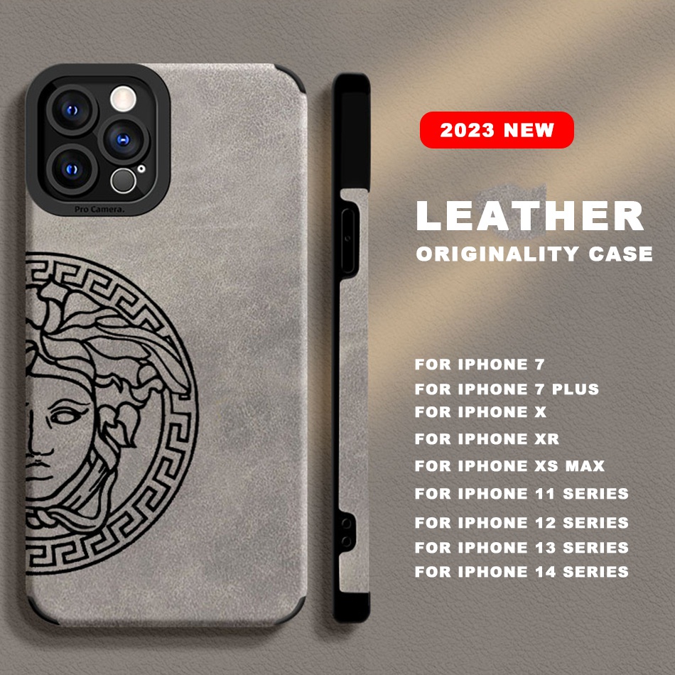 Versace Leather Phone Case for iPhone 11 12 13 14 Pro Max Plus 11Pro ...