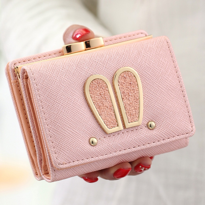 Women's Short Wallet Mini Rabbit Ear Student Cute Buckle Coin Purse ...