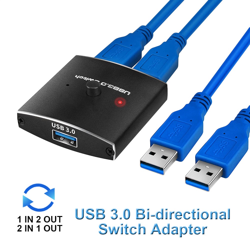 Usb 3 0 Kvm Switch Selector 2 In 1 Out Two Way Hub Splitter Sharer For Printer Keyboard Mouse