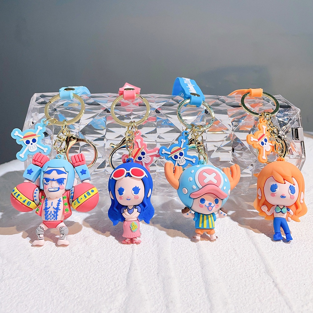 Cute Cartoon Keychain One Piece Luffy Chopper Zoro Brook Nami Usopp ...