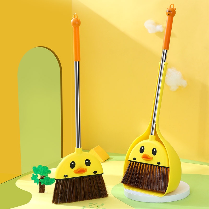 Cute Kids Cleaning Toy Set Mini Broom Dustpan Set Children Pretending ...