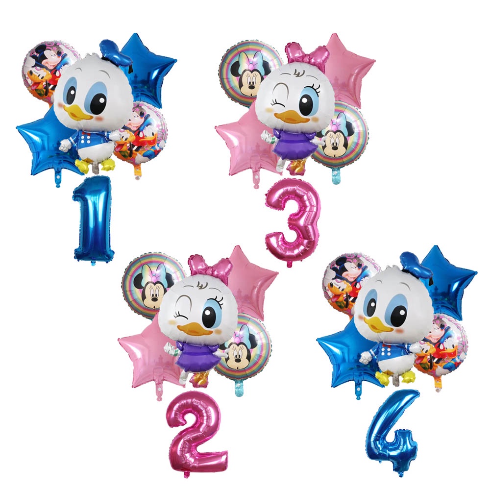 Popular Design 6Pcs/Set Cartoon Daisy Donald Duck Theme Balloons Mickey ...