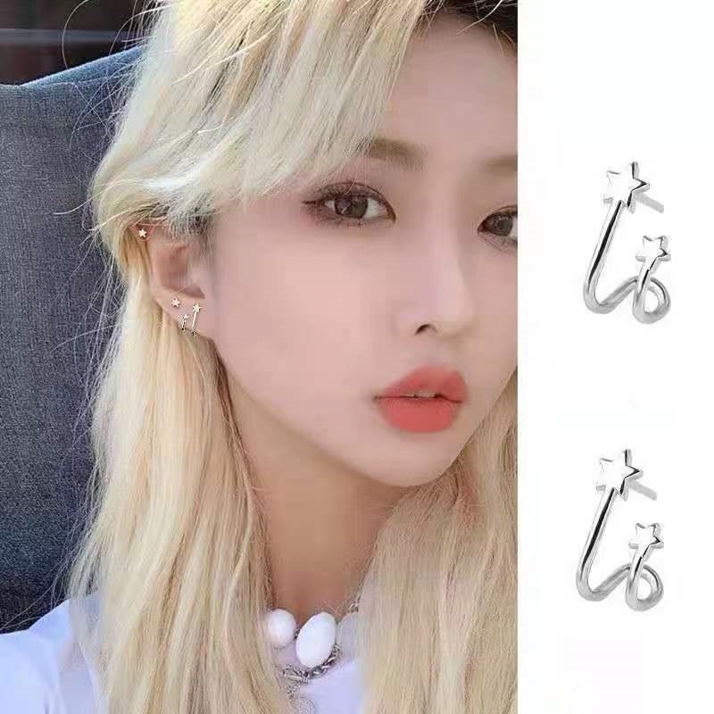 Star Earrings Ear Clip Ear Studs Korean Ins Earrings for Woman Girl ...