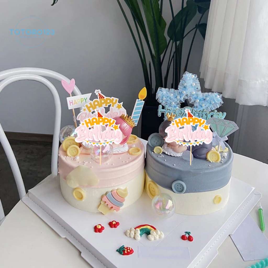 New* 10Pcs Bright-colored Cake Toppers Birthday Supplies Birthday Party ...