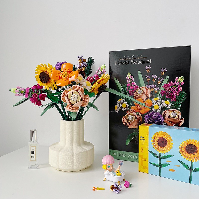 SENBAO Building Blocks Bouquet Compatible with Immortal Flowers ...