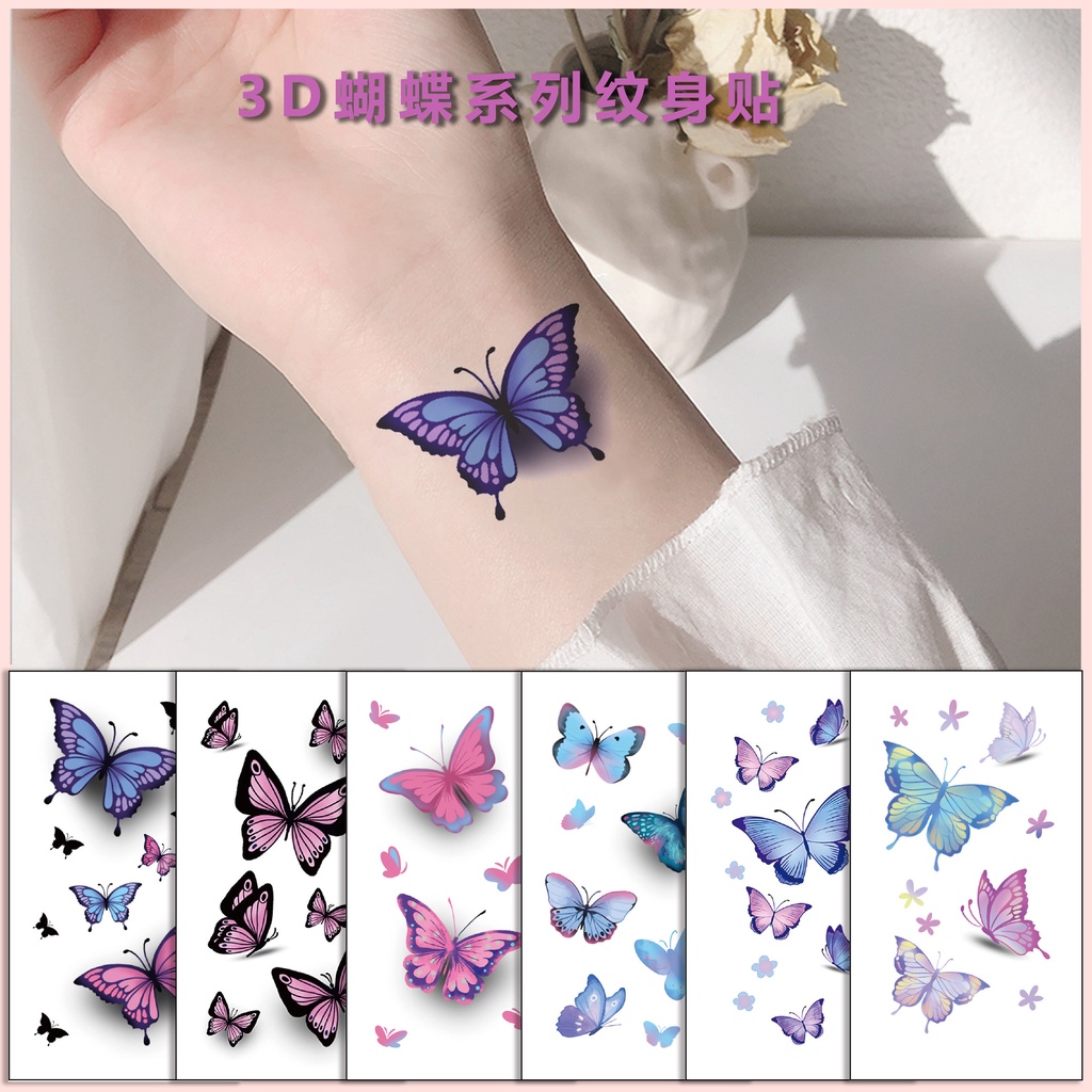 [10 Sheets] Tattoo Stickers 3D Butterfly Tattoo Stickers Waterproof ...