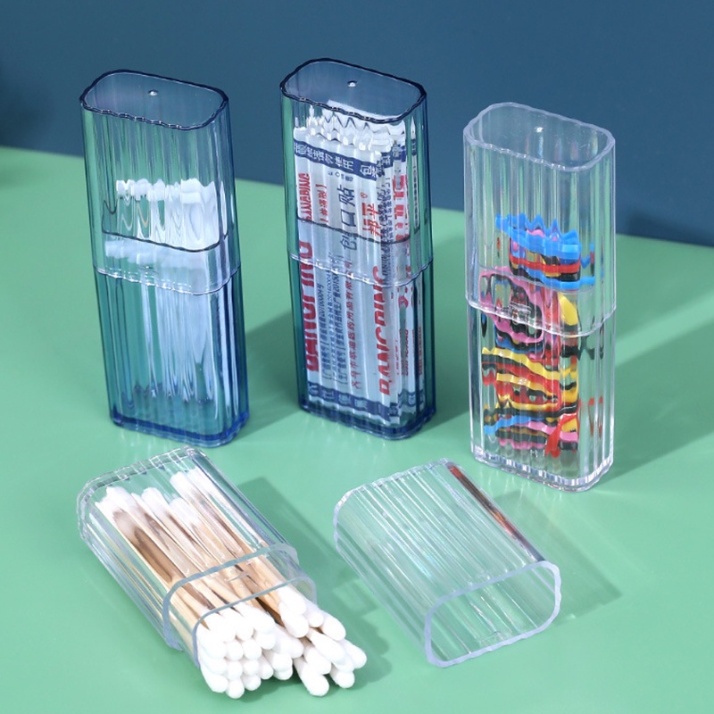 Portable Creative Transparent Storage Box Travel Toothpick Cotton Swab ...