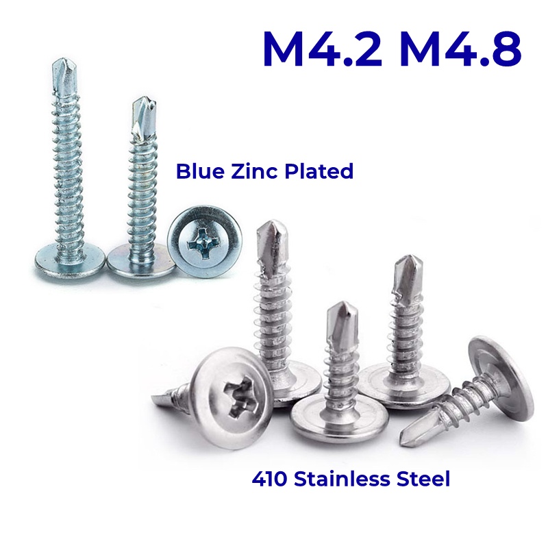 M4.2 M4.8 410 Stainless Steel/Blue Zinc Plated Cross Phillips Truss Head Self-tapping Drilling ...