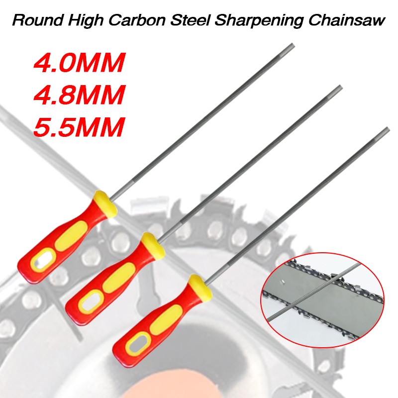 3PCS Chainsaw Chain File Round Handle Saw Chain File Sharpener For ...