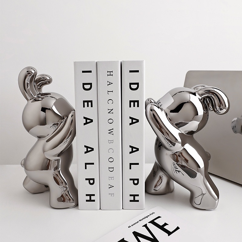 Simple Cute Funny Ceramic Rabbit Bookend Decoration Tv Cabinet Living ...