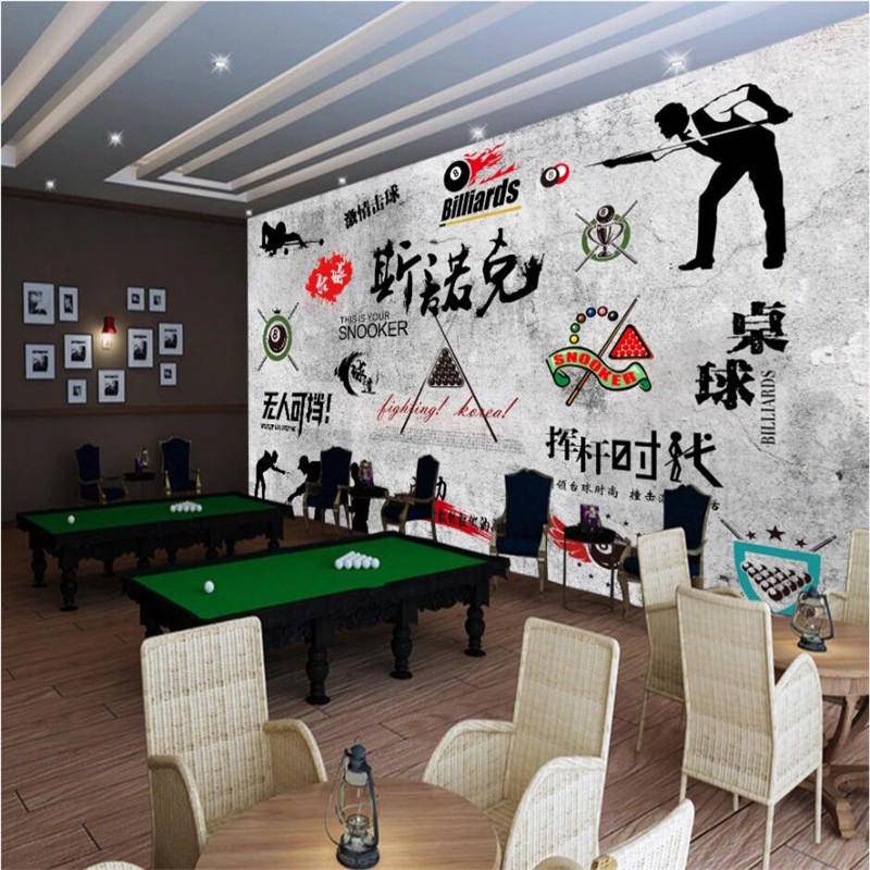 Custom Retro Nostalgic Snooker Room Gray Cement Background Wall Paper ...