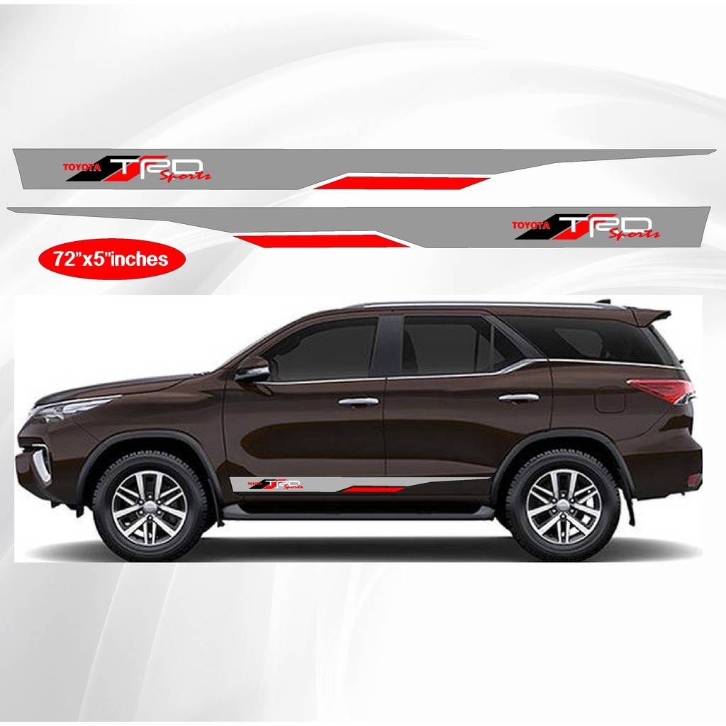 x2 TRD Sports Body Decals Toyota Fortuner Sticker Cut out Vinyl Sticker ...