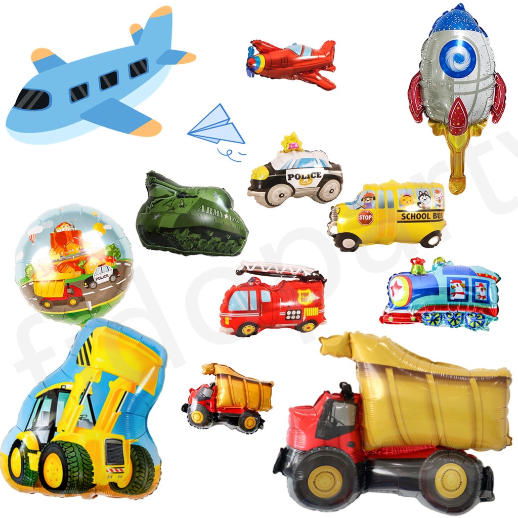 6pcs 7pcs 8pcs Construction Theme Party Engineering Vehicle Balloon ...