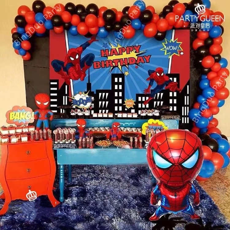 Superhero Standing Spiderman Set Red Blue Black Latex Red Number Party ...