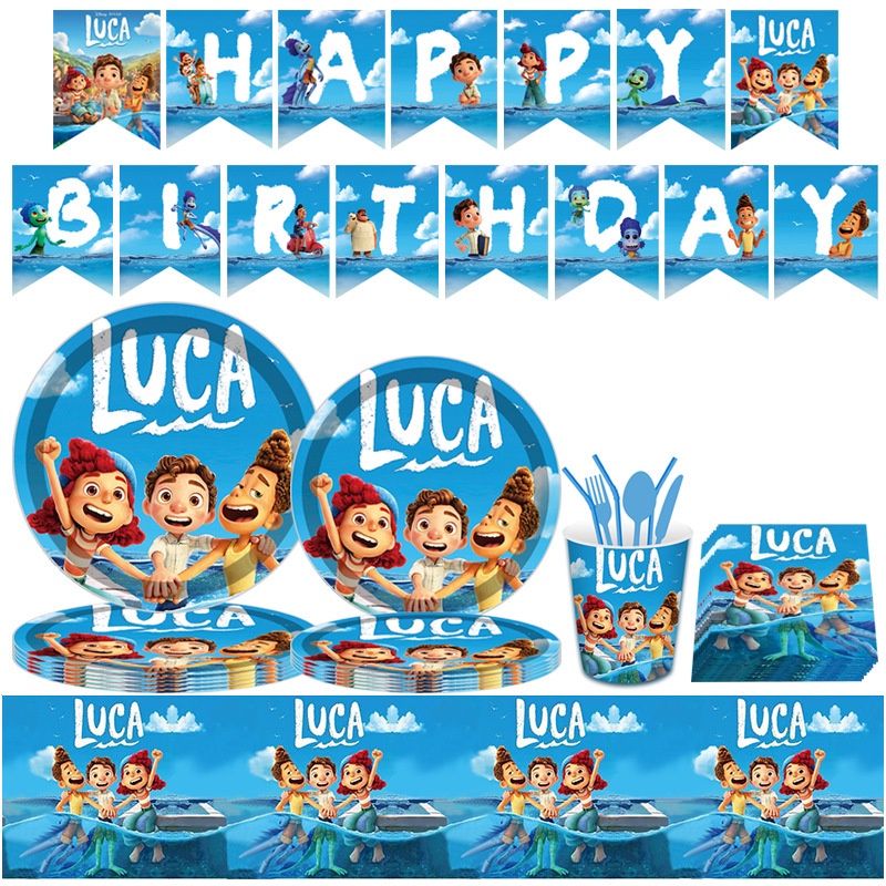 New Disney Luca Movie Theme Party Character Blue Paper Cup Napkin ...