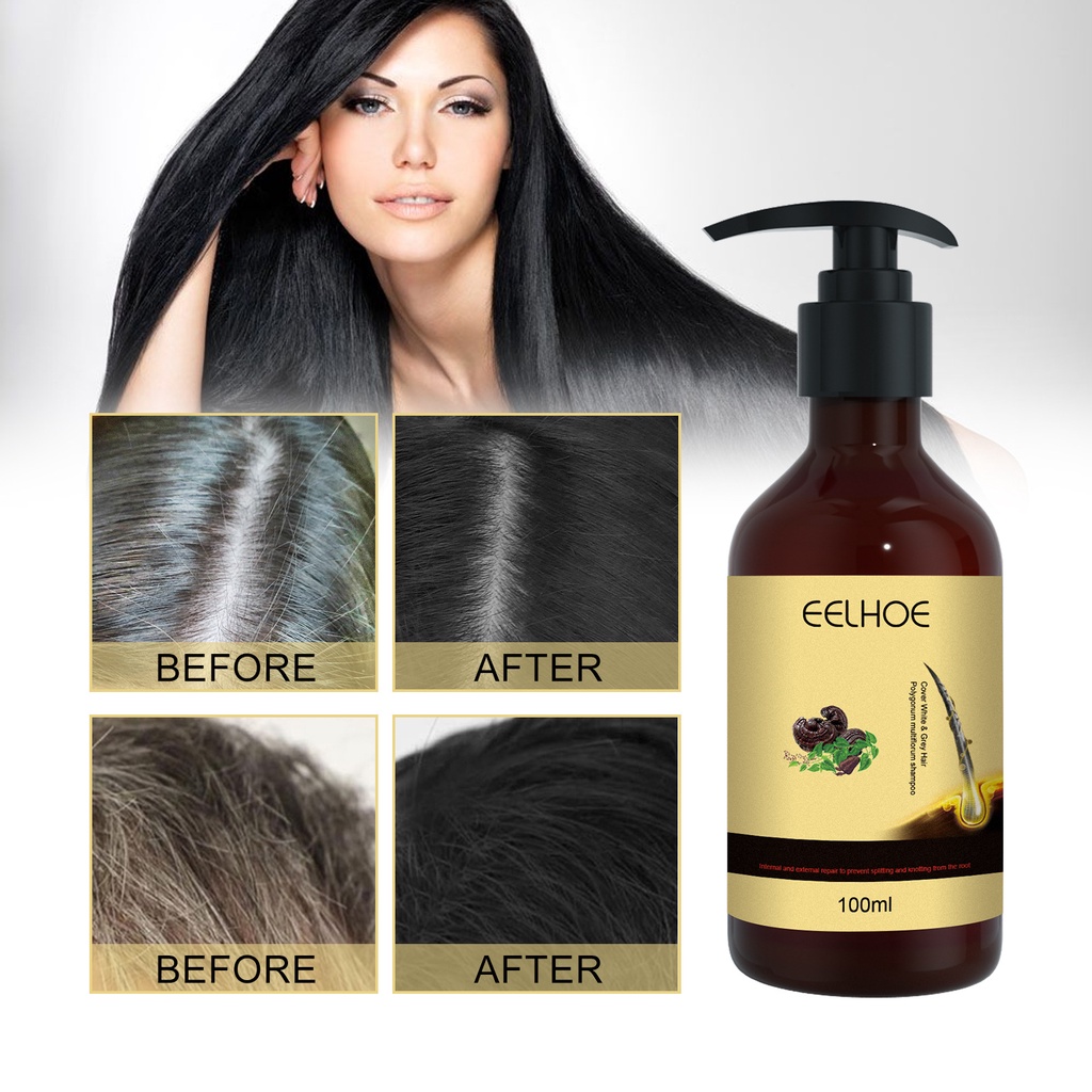 EELHOE Polygonum Multiflorum Herbal Black Hair Shampoo Natural White Turns To Grey Treatment ...