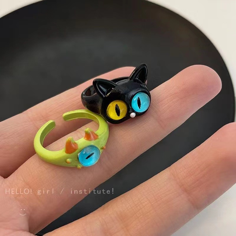 Cartoon Cute Big Eyes 3D Funny Monster Ring Opening Adjustable Ring ...