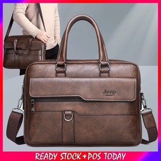 Jeep Men's leather messenger bag Leather Sling Bag large capacity ...