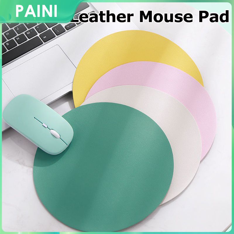 Double-sided Mouse Pad Waterproof Smooth PU Leather Anti-slip Round ...
