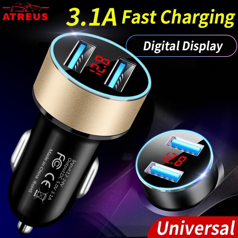 Universal Dual Port USB Car Charger USB Adapter Auto Fast Charge 3.1A ...