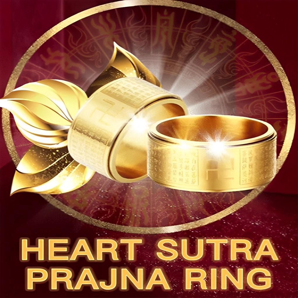 Heart Sutra Ring Rotation, Fashion Ring, Sutra Amulet Ring, Beautiful ...
