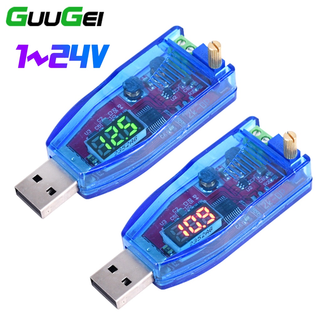 Guugei DC-DC 5V to DC 1-24V Adjustable Potentiometer USB Step Up Down ...