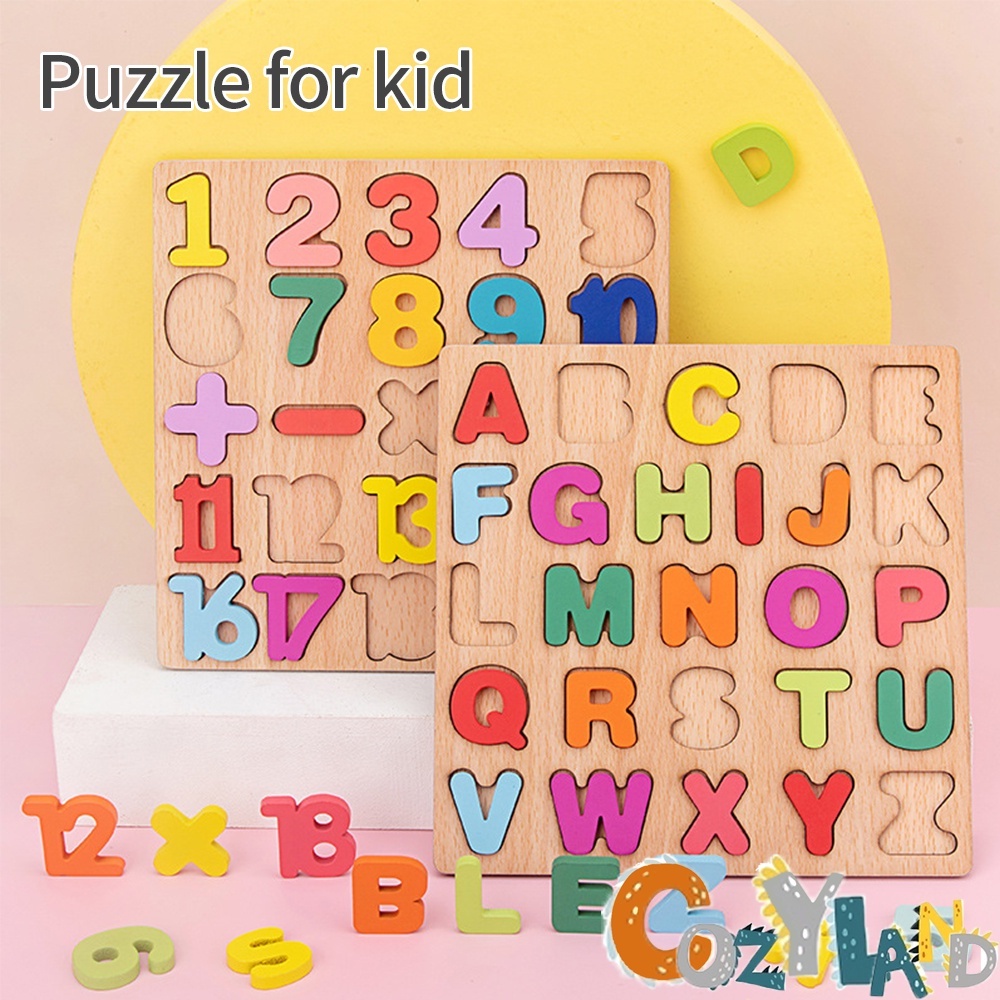 Alphabet Digital Puzzle Wooden Toys Kid Number Letter shape Matching ...