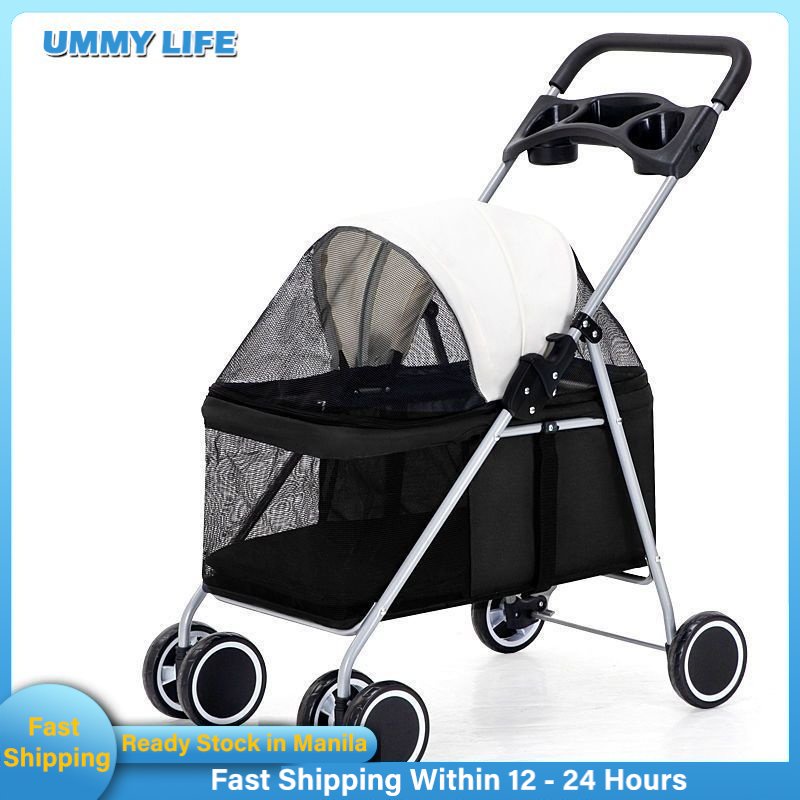 Dog Stroller Pet Stroller Lightweight Foldable Cat Stroller 3/4 Wheeled ...