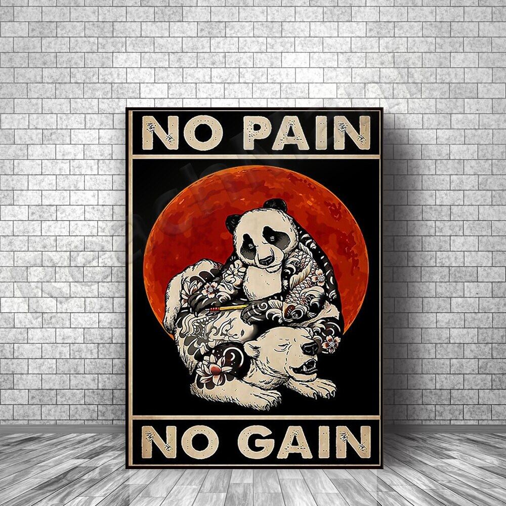 Tattoo Artist Funny Tattoo Panda Vintage Poster, Tats Panda No Pain No ...