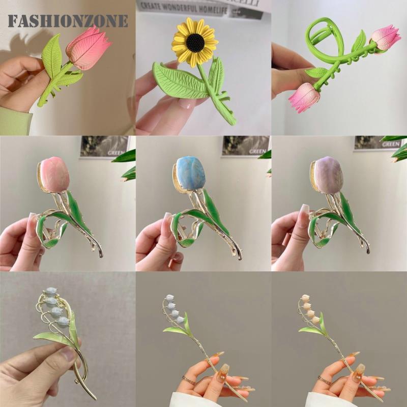 Gentle Tulip Hair Clip Fashion Flower Series Hair Claw Women Sunflowers ...