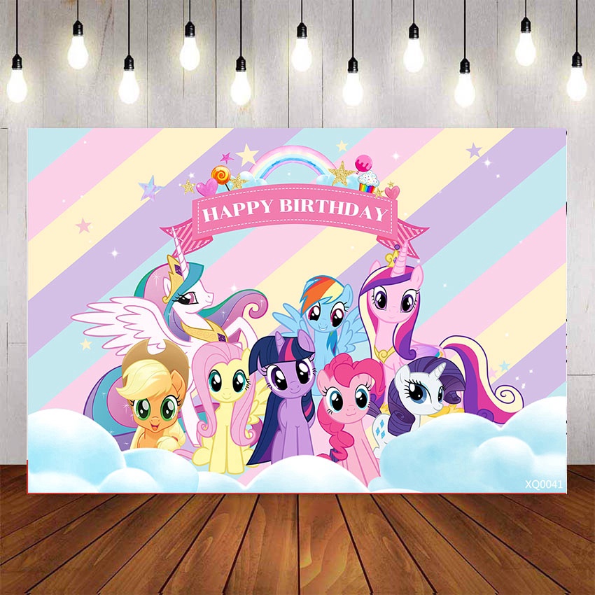 Pony Pink Rainbow Candy Backdrop For kids Baby Shower Birthday Party ...