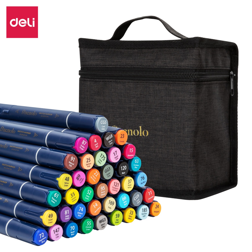 Finenolo by Deli Marker Pen 30/40/60/80 Colors Alcoholic Marker School ...